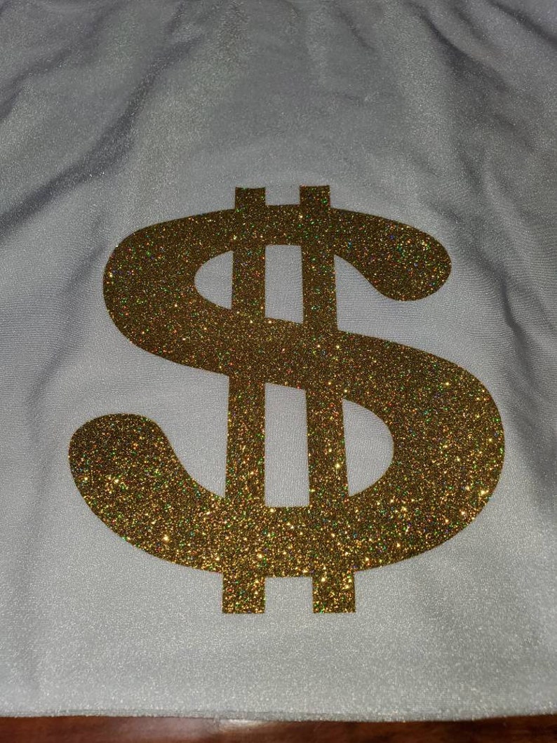 White Gold Sparkly Shiny Glitter Money Dollar Sign Entertainer - Etsy