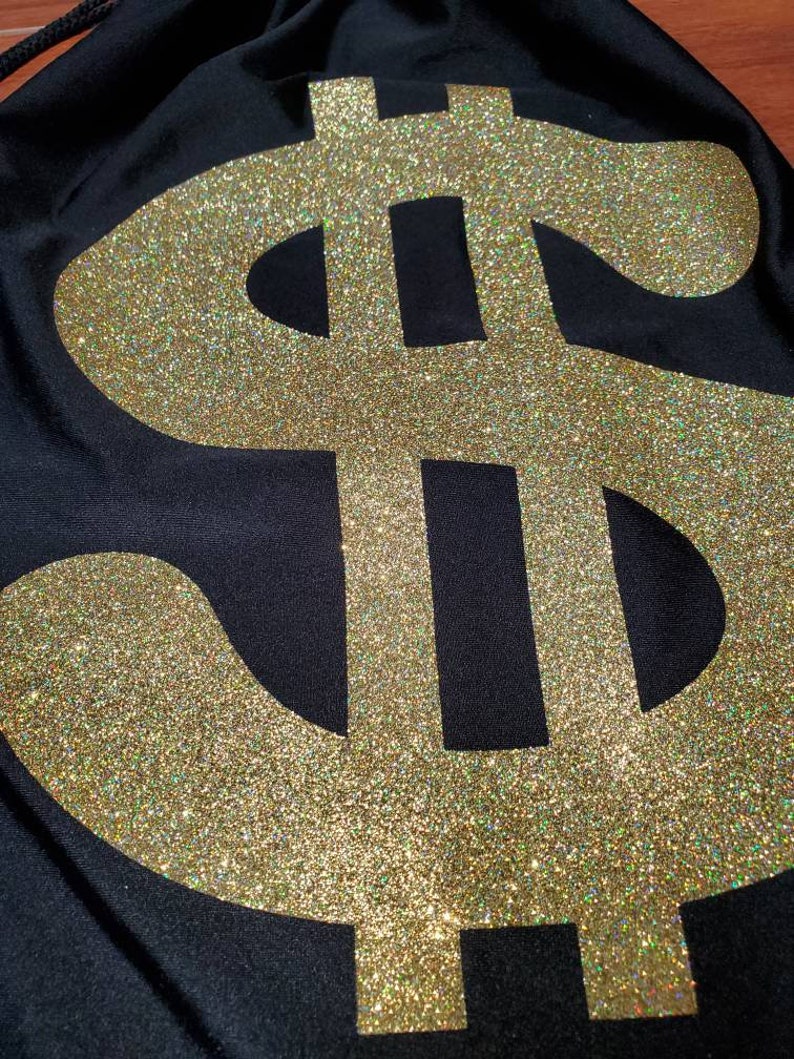 Black Gold Sparkly Shiny Glitter Money Dollar Sign Entertainer - Etsy