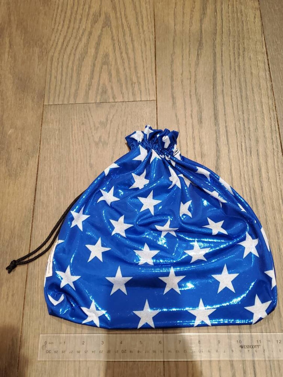 Blue Shiny Metallic With Shiny White Star Print Pole Dancer Money Bag ...