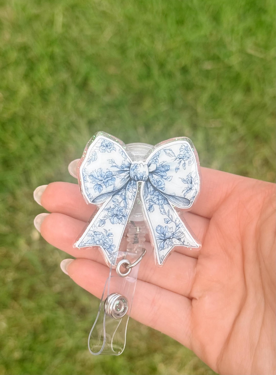 Floral Bow Badge Reel, Pink Badge Reel, Nurse Badge Reel, Spring Badge ...