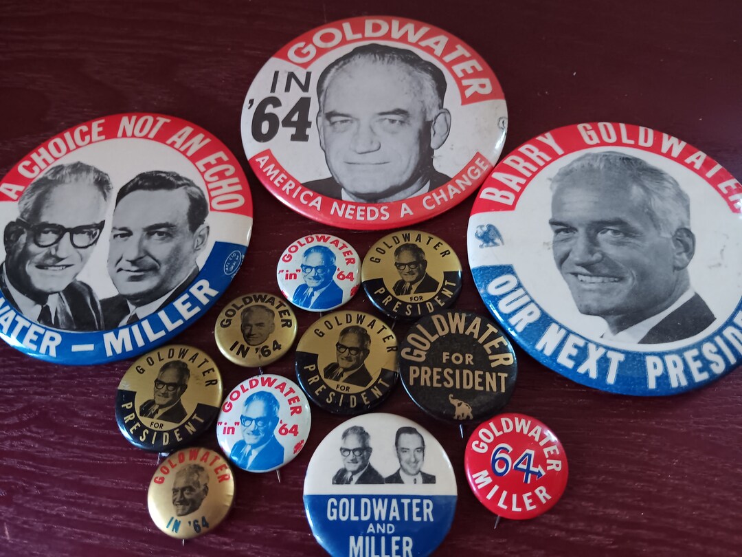 Vintage Presidential Campaign Buttons Pinback Pins Barry Goldwater ...