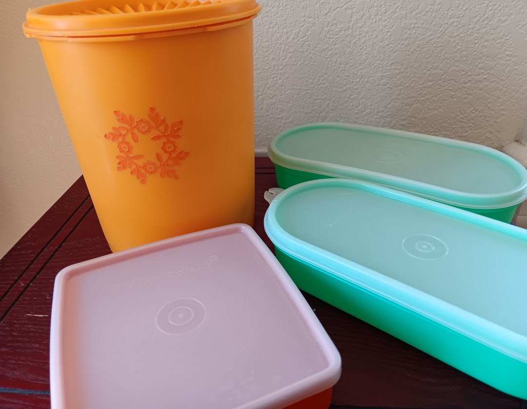 Vintage Tupperware Sevalier Canister Harvest Orange Sandwich Jadeite ...