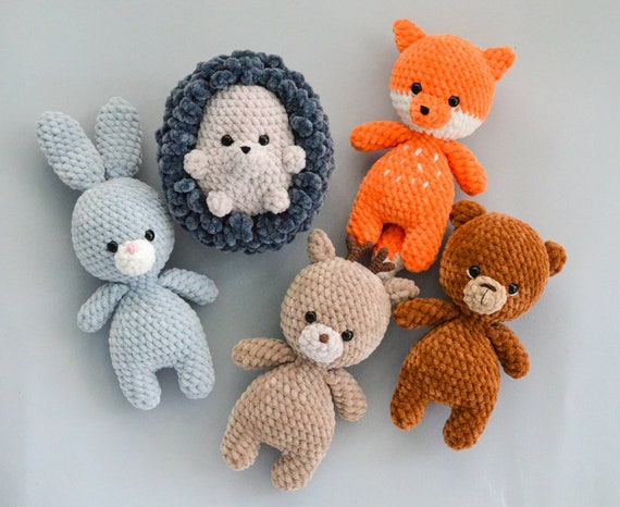 Woodland Baby Toy Forest Animals Set Fox Baby Toy Little Bear - Etsy