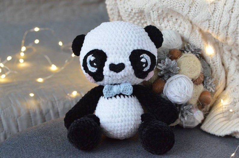Panda Gift Crochet Panda Knitted Toy Panda Amigurumi Bear Toy - Etsy