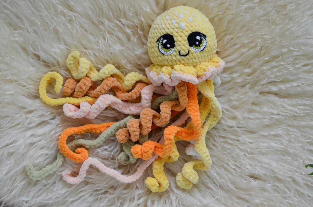 Stuffed Jellyfish Crochet Yellow Octopus Underwater Animal Jellyfish ...