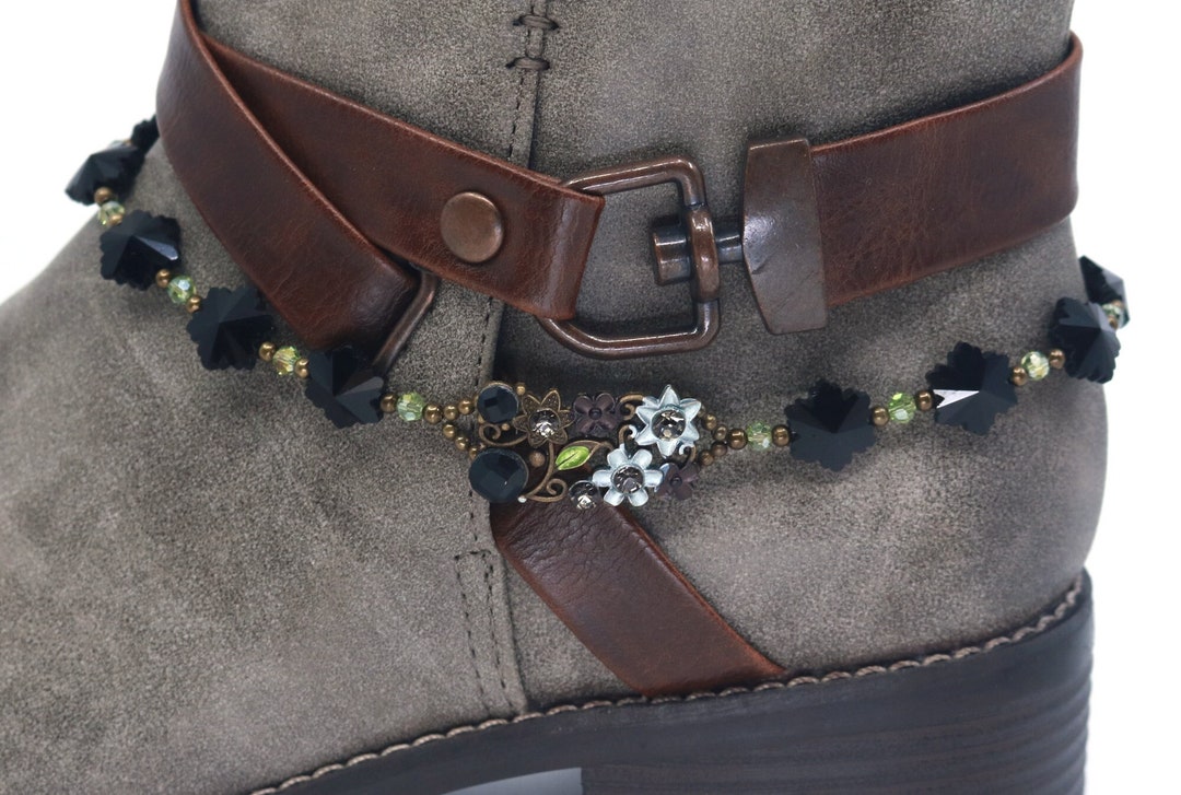 Black Bootlet, Crystal Boot Bling, Boot Anklet, Boot Bracelet - Etsy