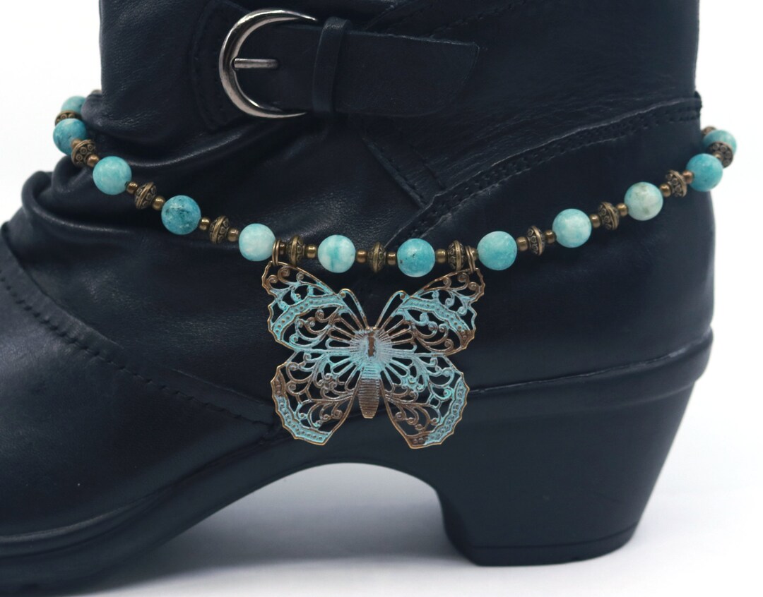 Blue Butterfly Boot Bling, Boot Anklet, Boot Bracelet, Blue Boot Candy ...