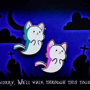 Cat Pin | Ghost Cat Pin | Hard Enamel Pin | Christmas Gift | Cat Lover ...
