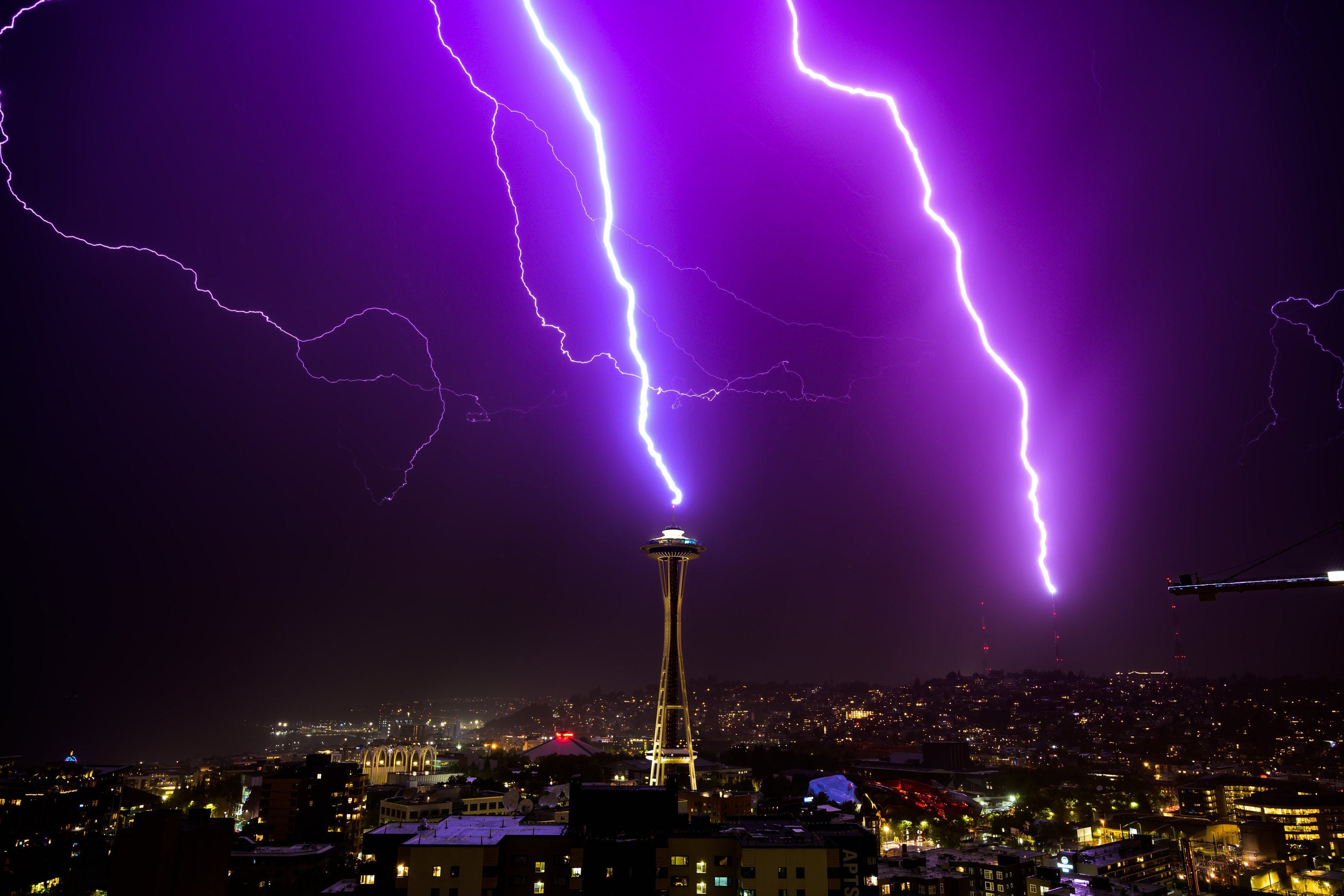 Lightning Striking the Seattle Space Needle - Photo Print - Etsy
