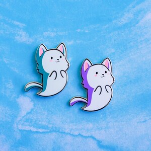 Cat Pin | Ghost Cat Pin | Hard Enamel Pin | Christmas Gift | Cat Lover ...