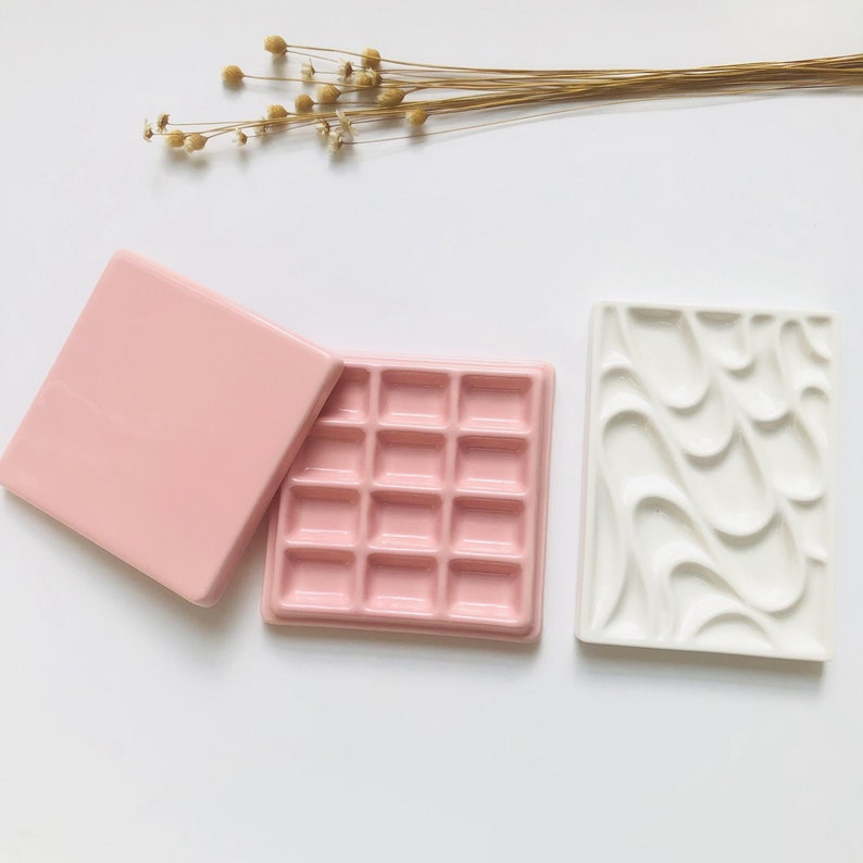 Ceramic Watercolor Palette, 12-well Pink Artist Ceramic Palettes, Gift ...