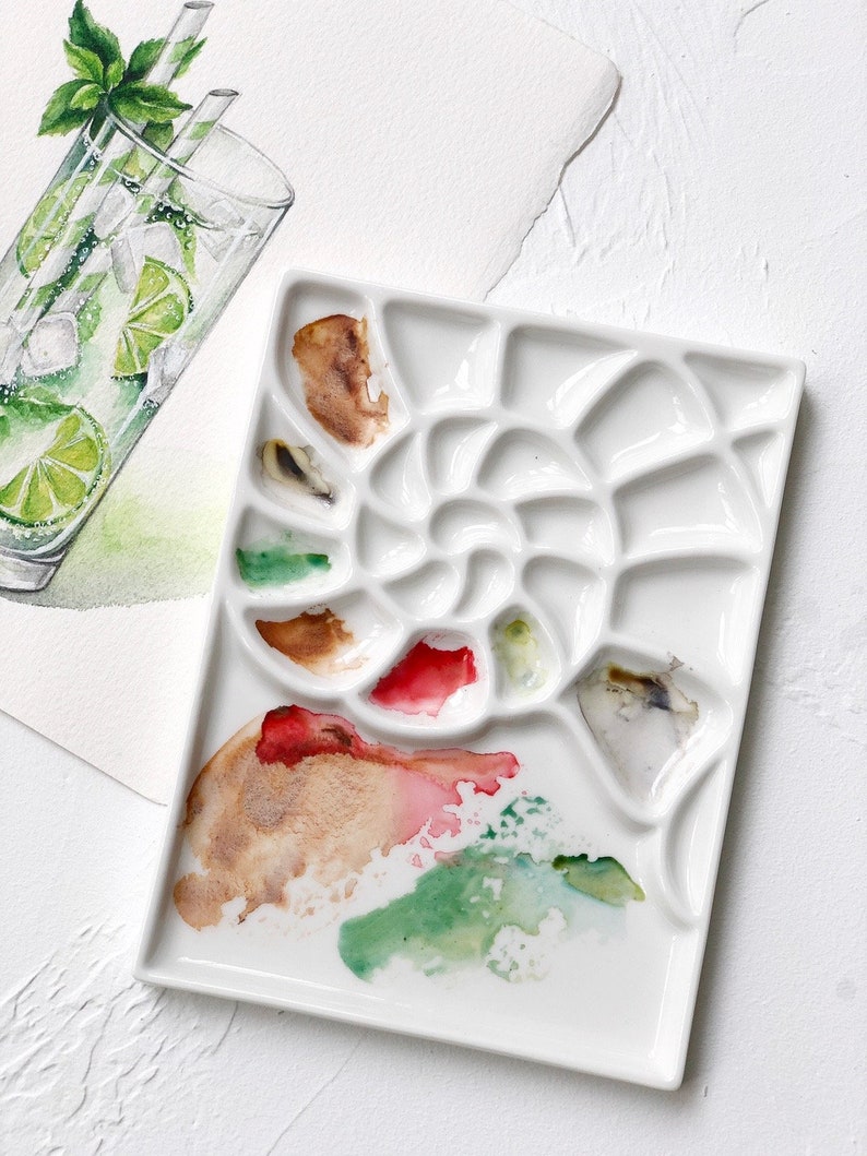 Ceramic Watercolor Palette Conch Artist Ceramic Palettes - Etsy