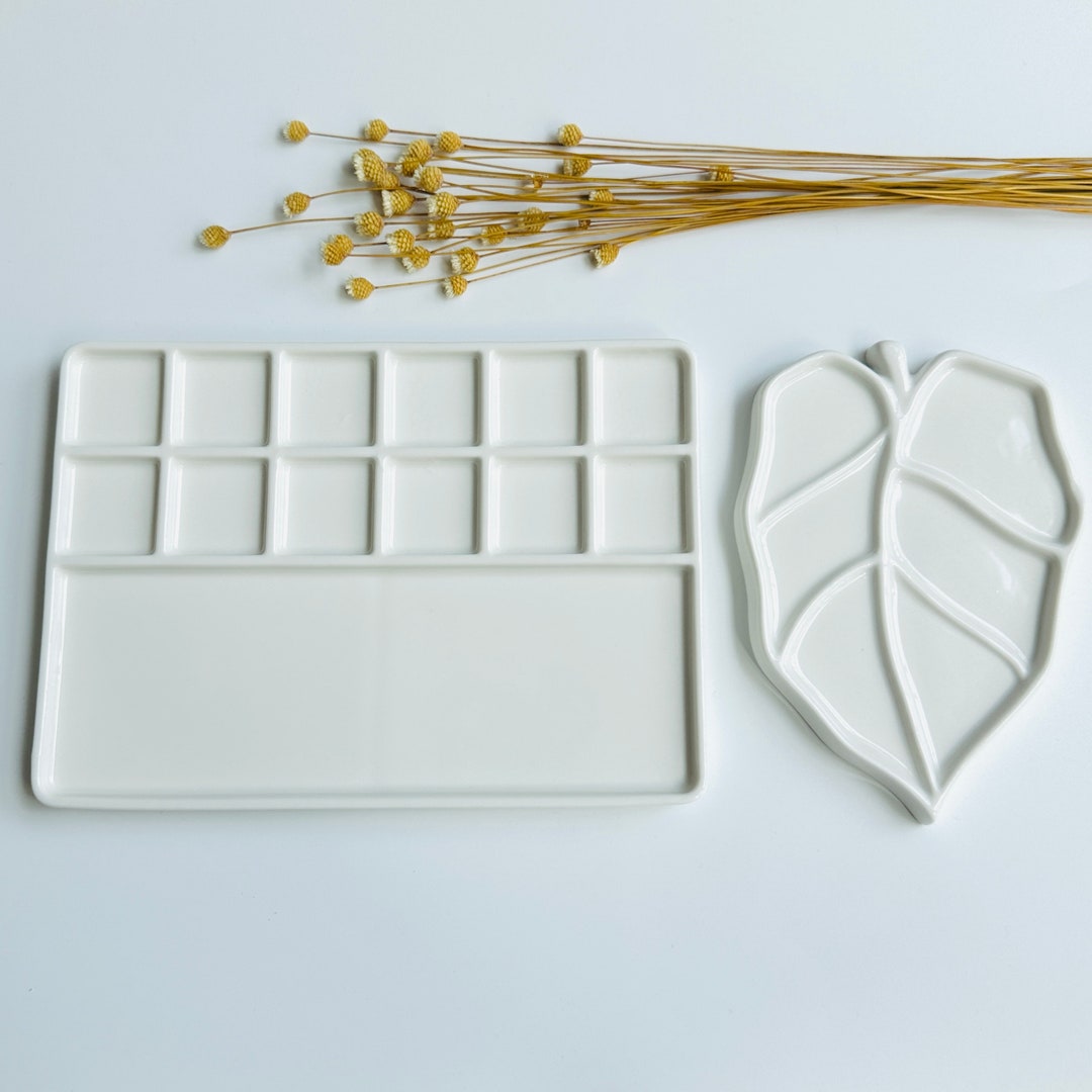 Ceramic Watercolor Palette, 12-well Artist Ceramic Palettes, Gift for ...