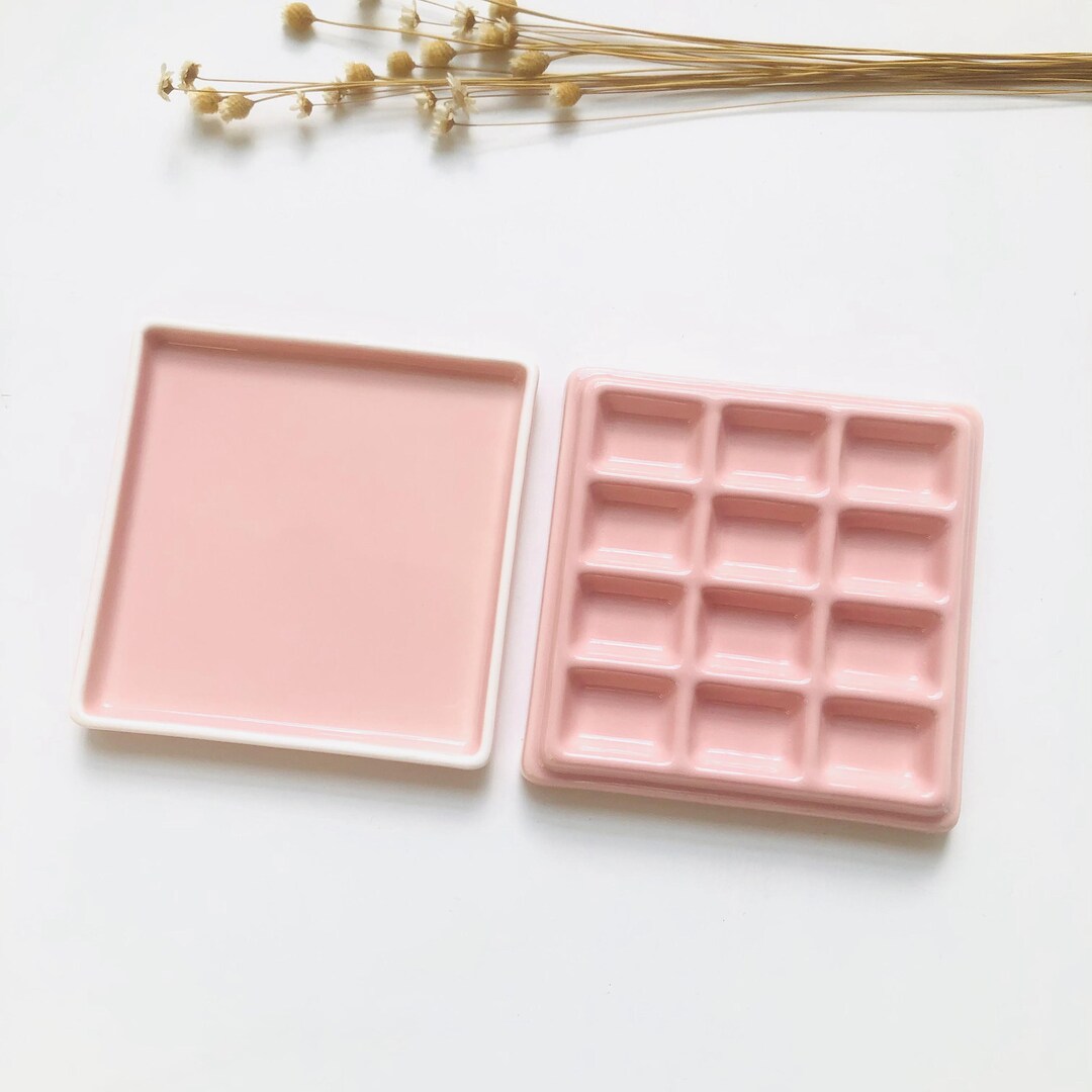 Ceramic Watercolor Palette, 12-well Pink Artist Ceramic Palettes, Gift ...
