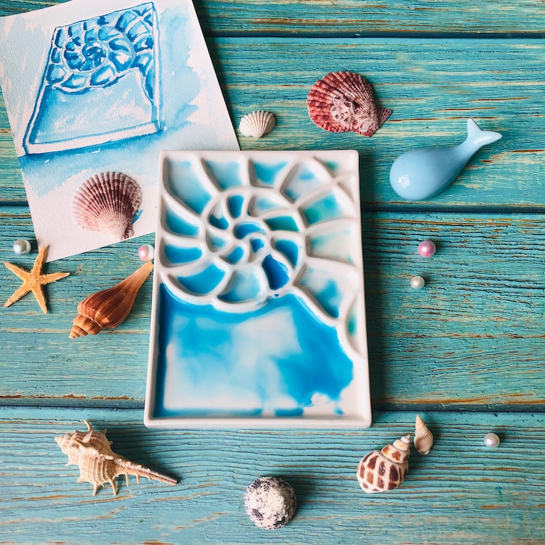 Ceramic Watercolor Palette Conch Artist Ceramic Palettes - Etsy