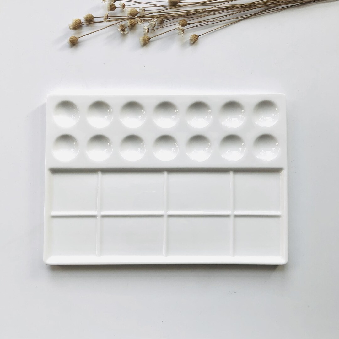 Ceramic Watercolor Palette, 14-well Artist Ceramic Palettes, Gift for ...