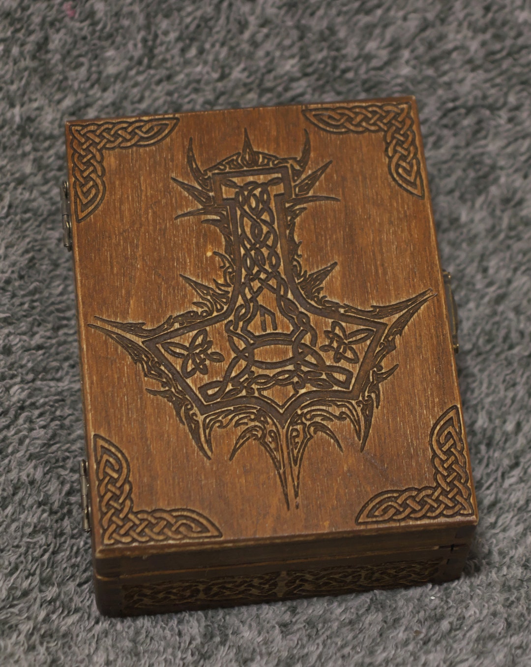 Mjolnir - Thor's Hammer Themed Wooden Jevelery Box/casket - Book-shaped ...