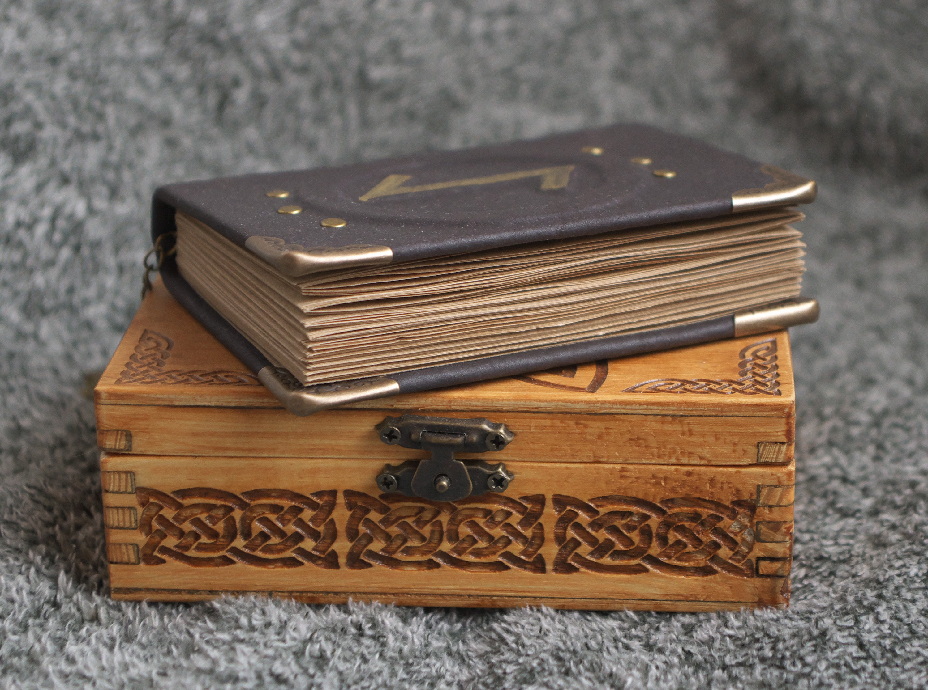 Viking Runic handmade leather craft paper notebook in wooden | Etsy