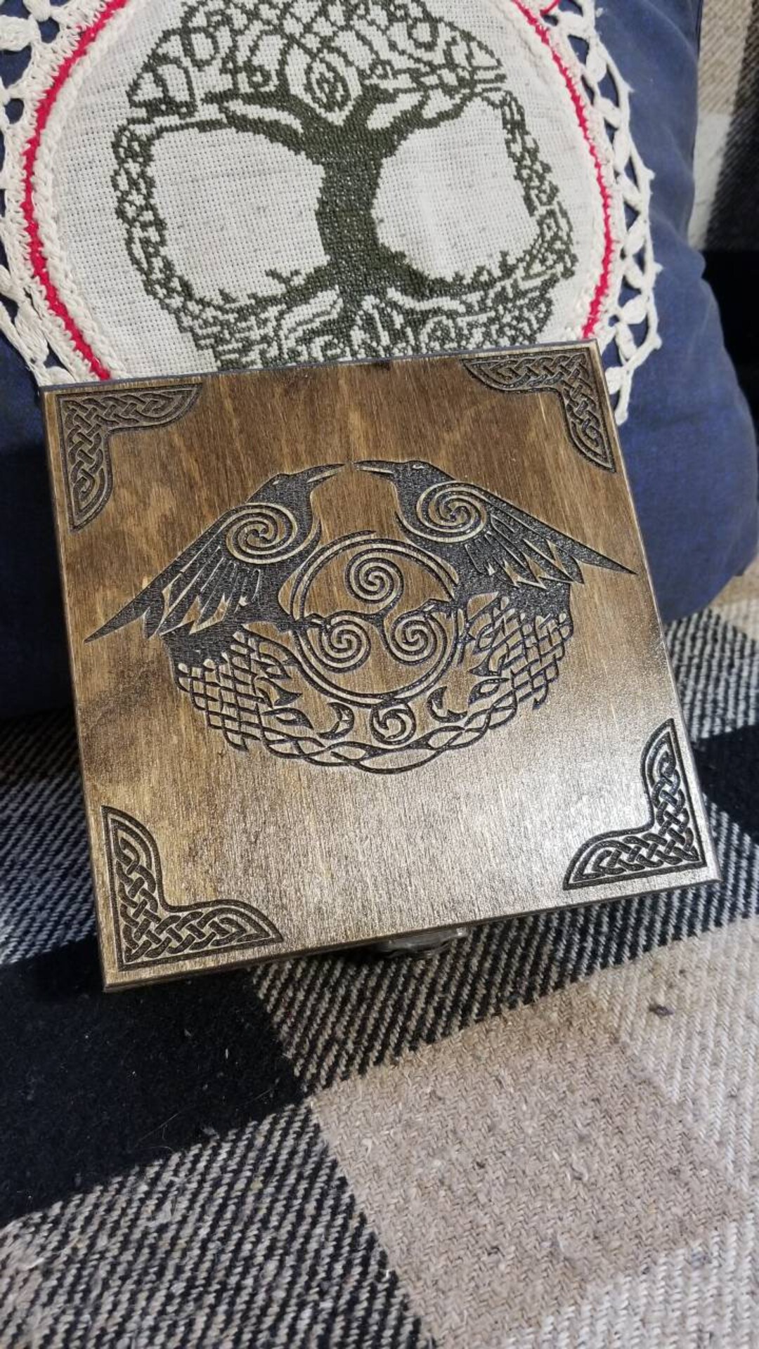 Celtic Ravens Themed Wooden Jevelery Box/casket Square-slim - Etsy