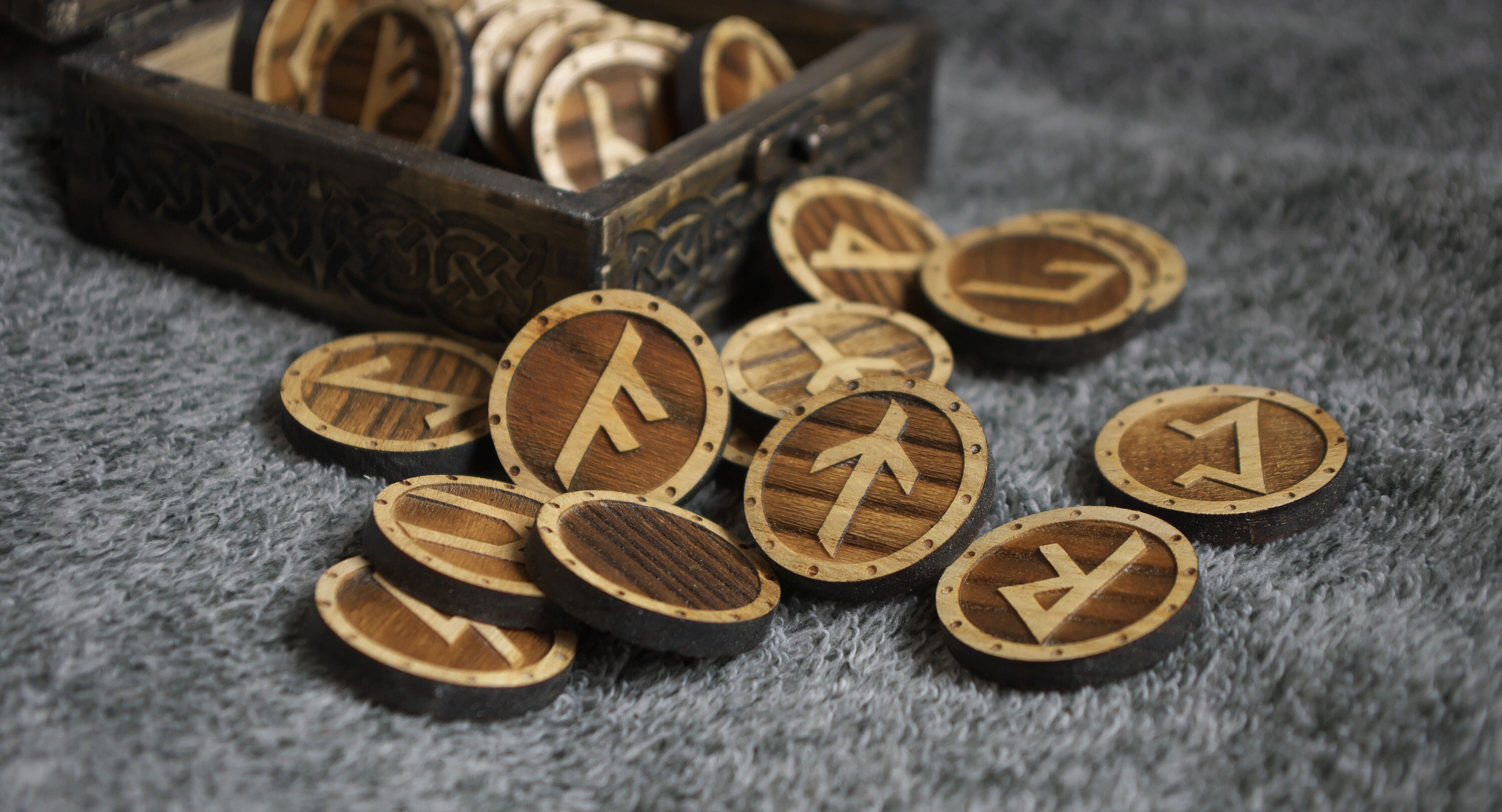 Ash Wood Elder Futhark Runes Set on Shield for Divination - Etsy