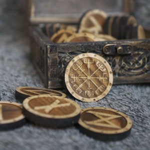 Ash Wood Elder Futhark Runes Set on Shield for Divination - Etsy