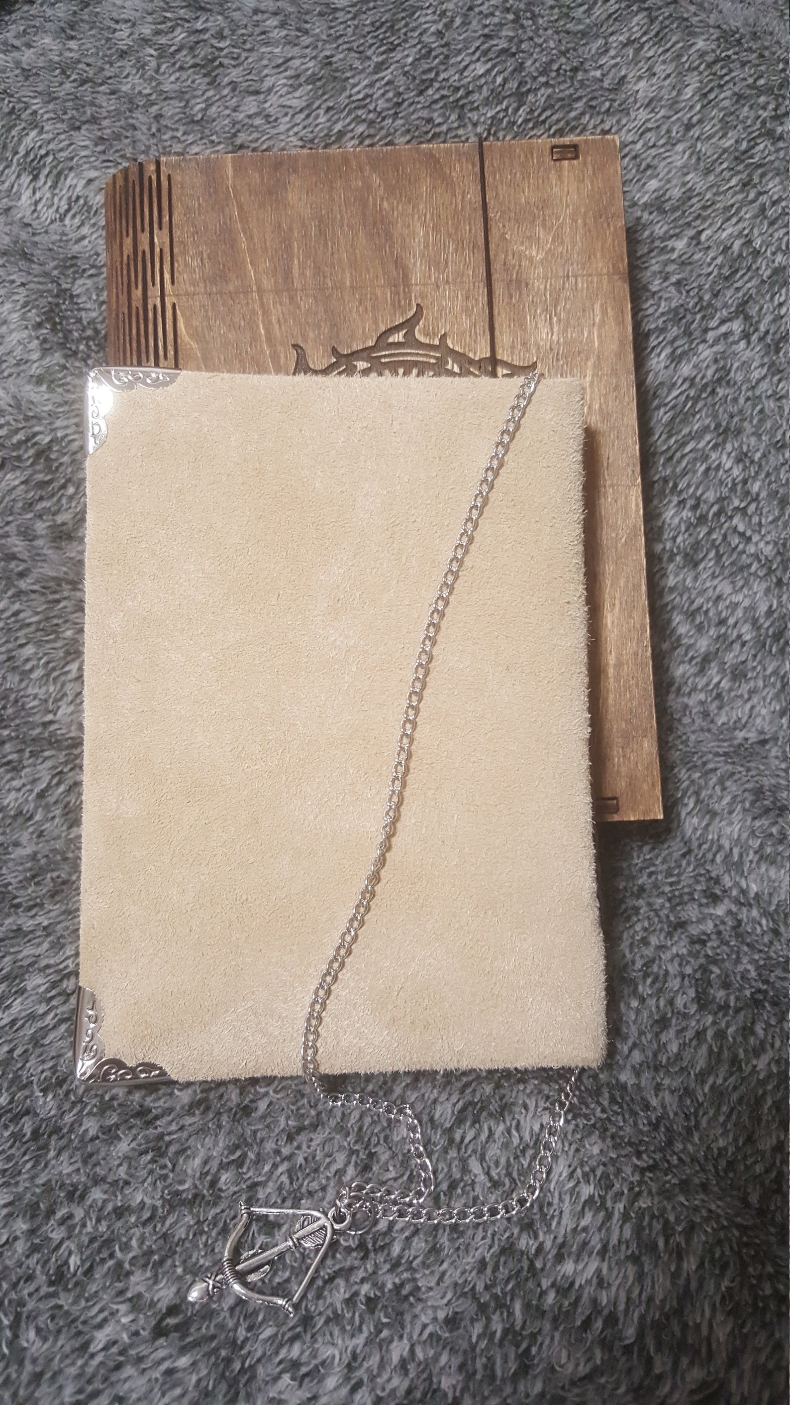 Celtic Wolf themed series Handmade suede notebook in wooden | Etsy