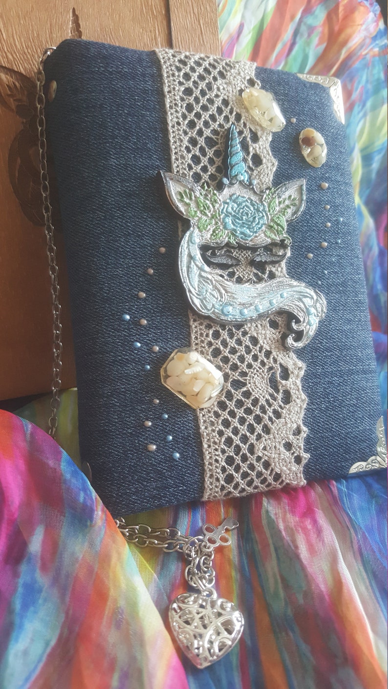 Magic Unicorn Series Handmade Denim Blue Paper Notebook in - Etsy