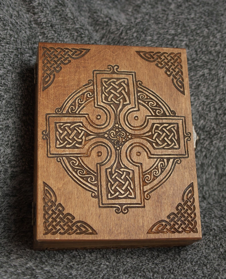 Celtic Cross Themed Wooden Jevelery Box/casket Book-shaped - Etsy