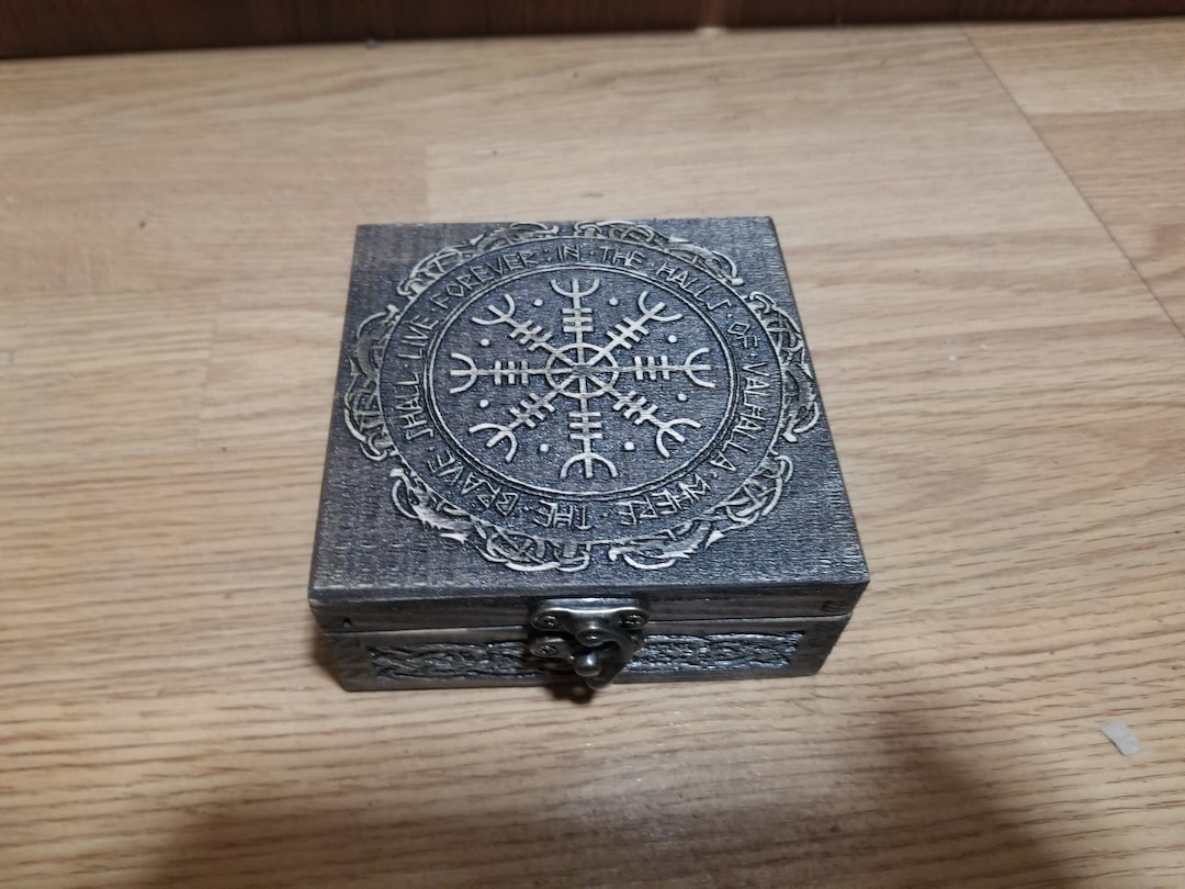 Viking - Helm of Awe Themed - Wooden Jevelery Box/casket - Etsy