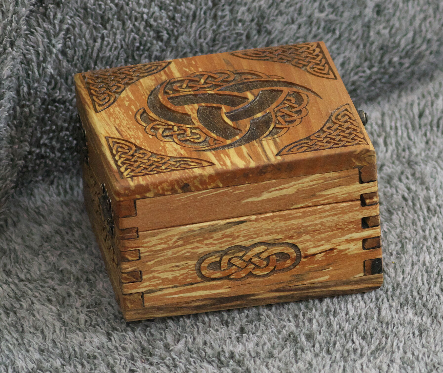 Celtic Triskel Themed Alder Wood Square Jevelery Box/casket - Etsy