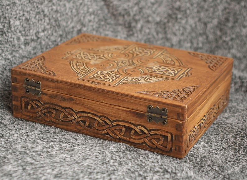 Celtic Cross Themed Wooden Jevelery Box/casket Book-shaped - Etsy