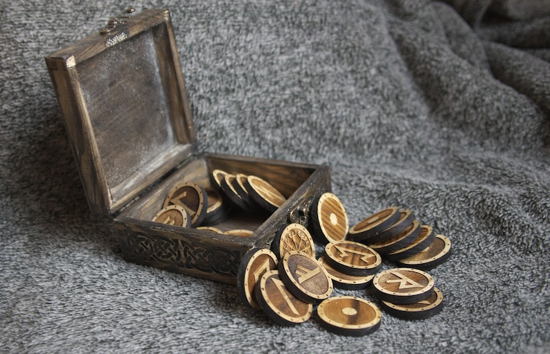 Ash Wood Elder Futhark Runes Set on Shield for Divination | Etsy