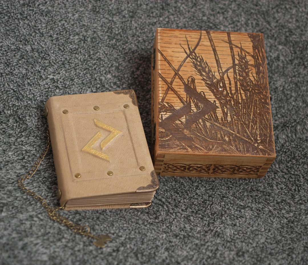 Viking Runic Handmade Leather Craft Paper Notebook in Wooden Box. Jera ...