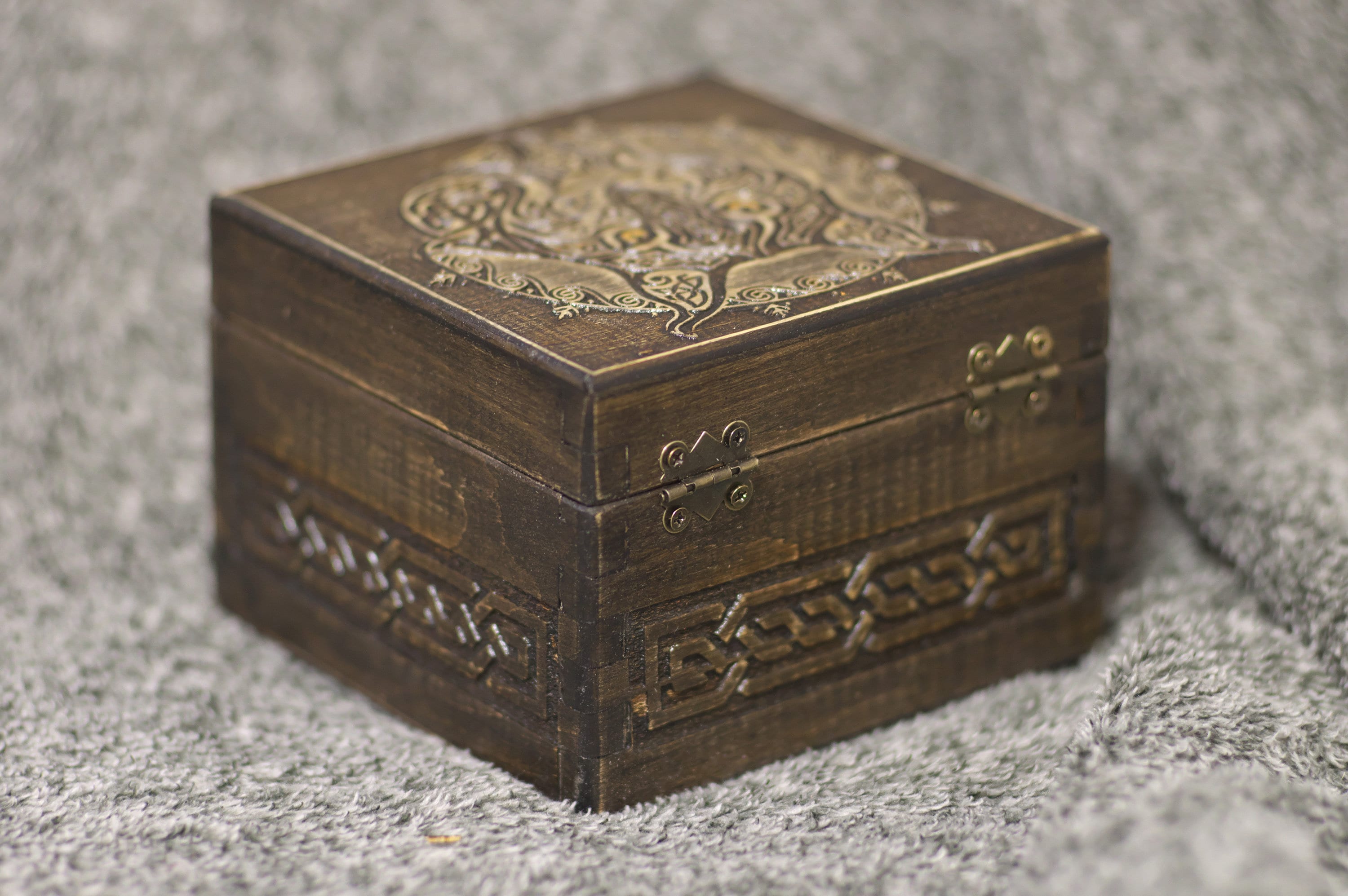 Lynx Themed Wooden Jevelery Box/casket Hidden Compartment | Etsy