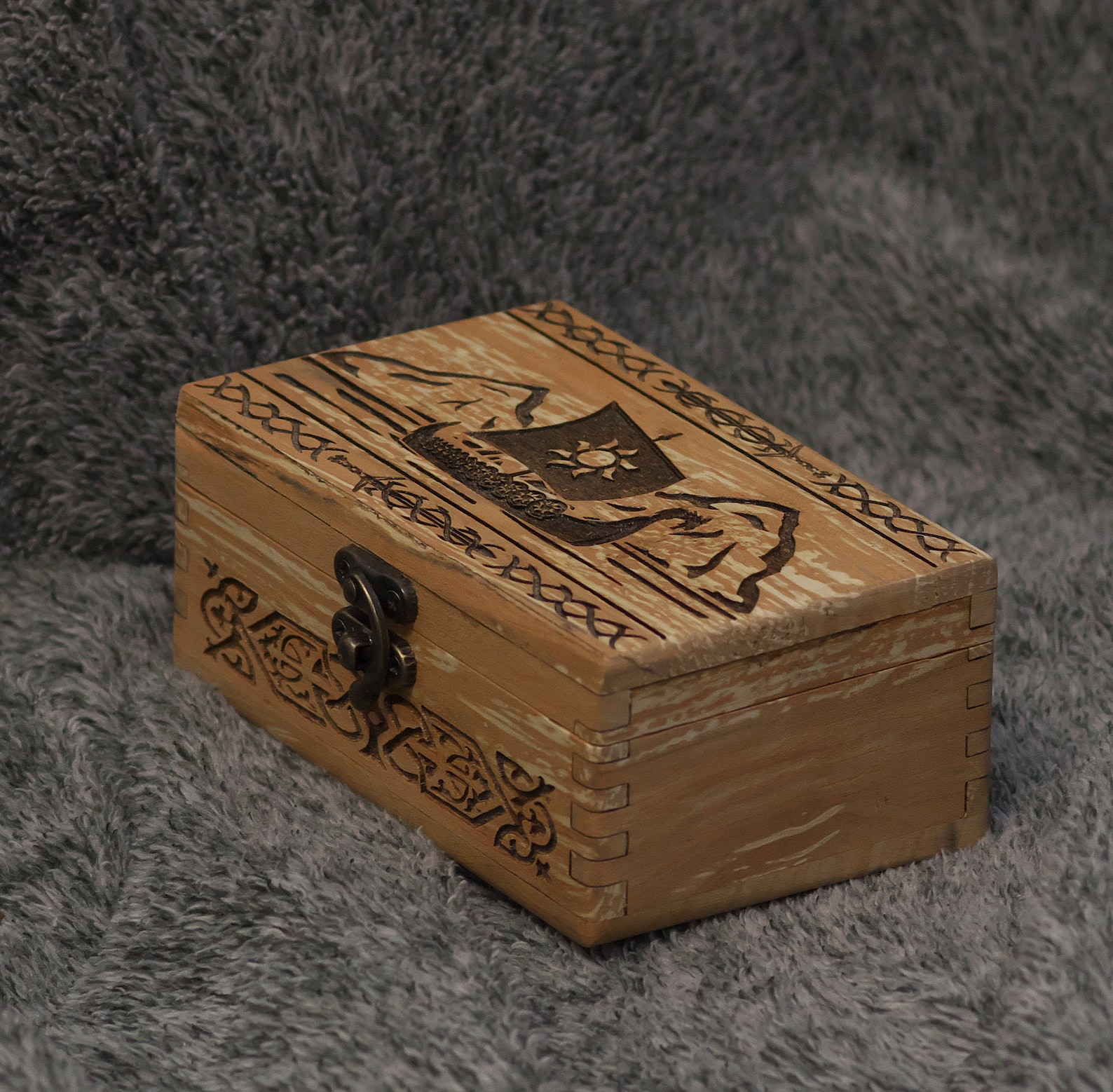 Viking themed alder wood jevelery box/casket | Etsy