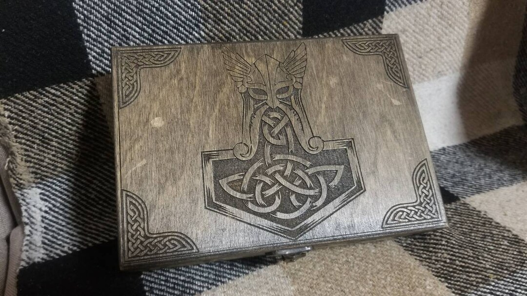 Viking - Mjolnir and Thors - Themed Wooden Jevelery Box/casket - Book ...