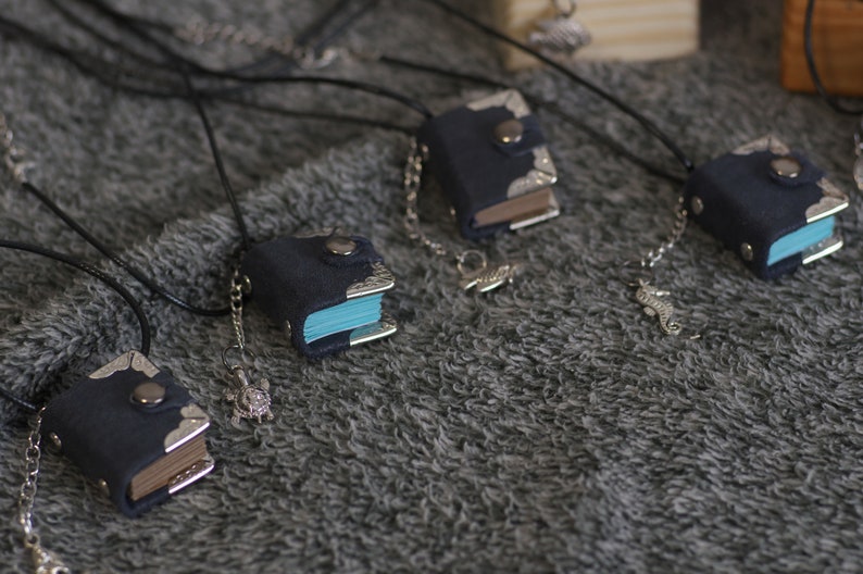 One Inch Tiny Handmade Leather Notebook Pendant in Wooden Box - Etsy
