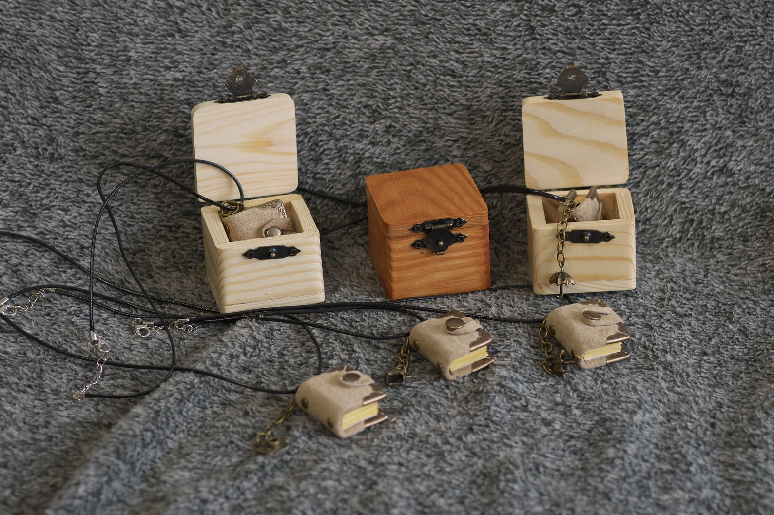 One Inch Tiny Handmade Leather Notebook Pendant in Wooden Box - Etsy