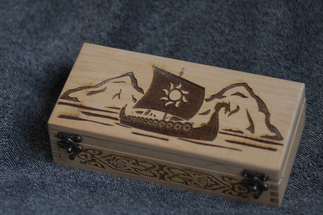 Viking Themed Alderwood Cigarettes Storage Box - Jevelery Box/casket - Etsy