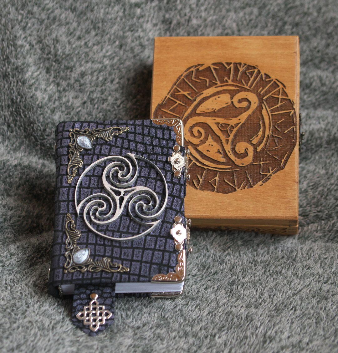 Celtic Triskel Series Handmade Leather Notebook in Wooden Box - Etsy