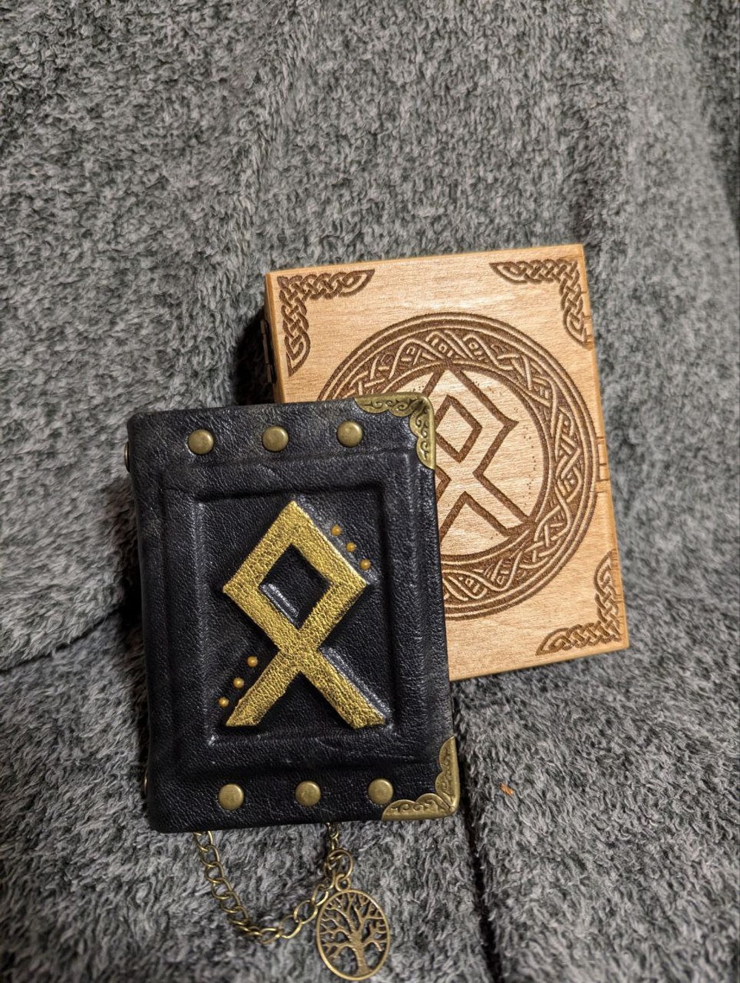 Viking Runic Series Handmade Leather Craft Paper Notebook in Wooden Box ...