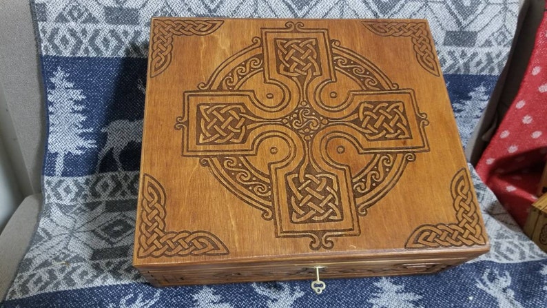 Celtic Cross Themed Gigantic Wooden Chest/jevelery Box/casket - 35×30× ...