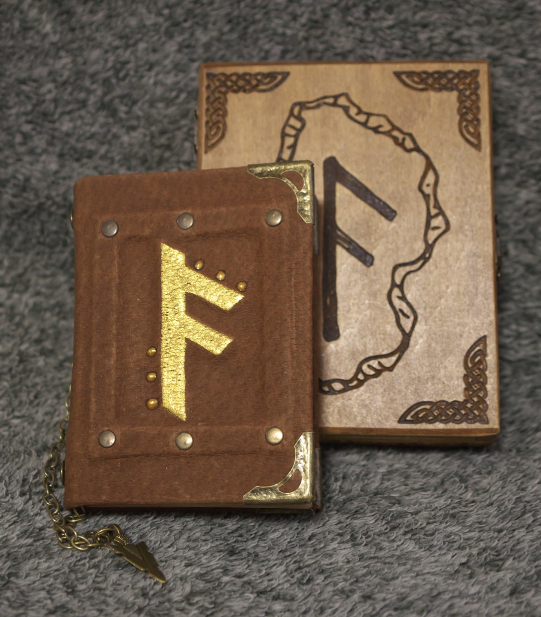 Viking Runic Handmade Leather Craft Paper Notebook in Wooden Box. Rune ...