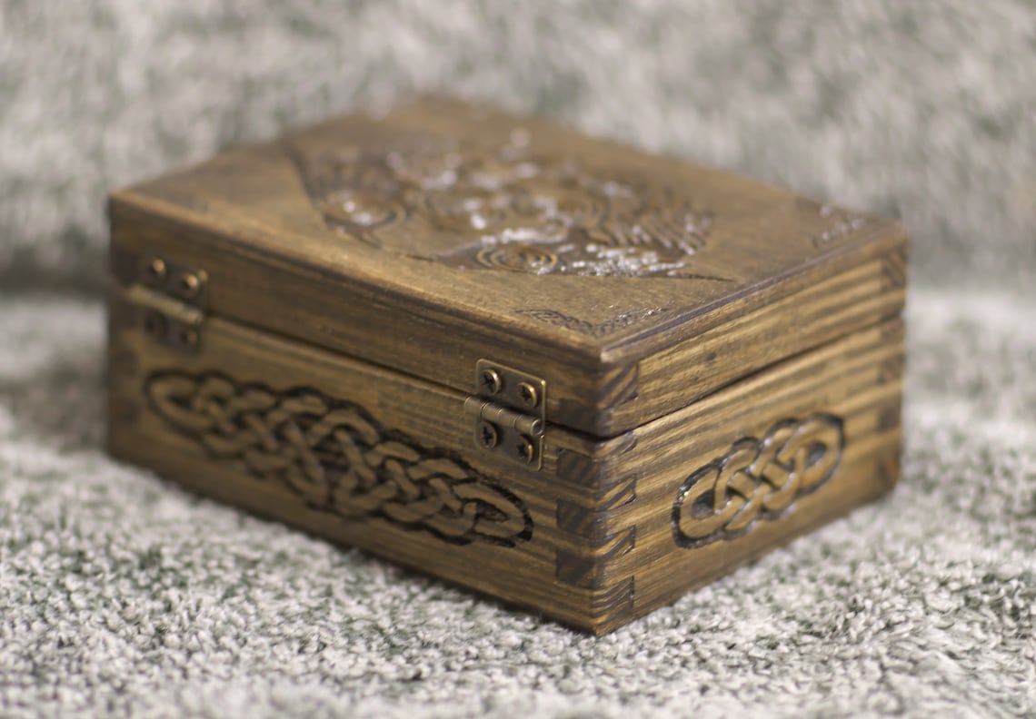 Celtic Ravens Themed Mini Wooden Jevelery Box/casket - Etsy