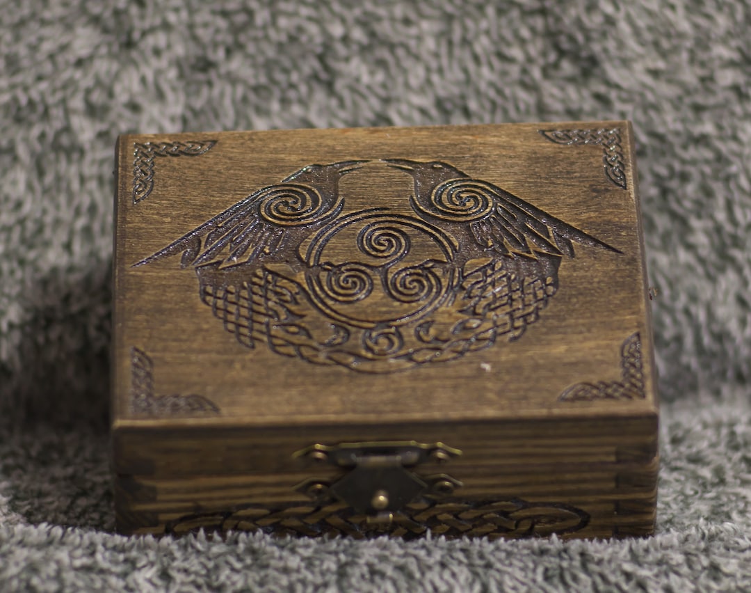 Celtic Ravens Themed Mini Wooden Jevelery Box/casket - Etsy