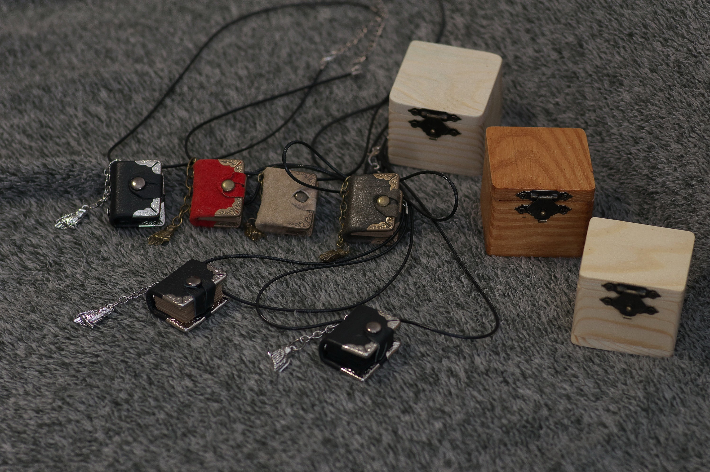 One Inch Tiny Handmade Leather Notebook Pendant in Wooden Box | Etsy