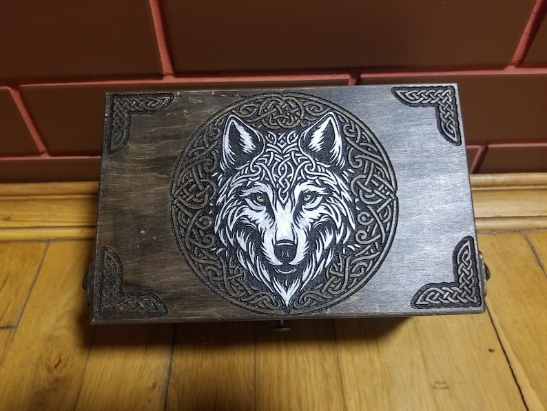Celtic Wolf - Large Jewelry Box/casket/chest With 2 Compartments on ...