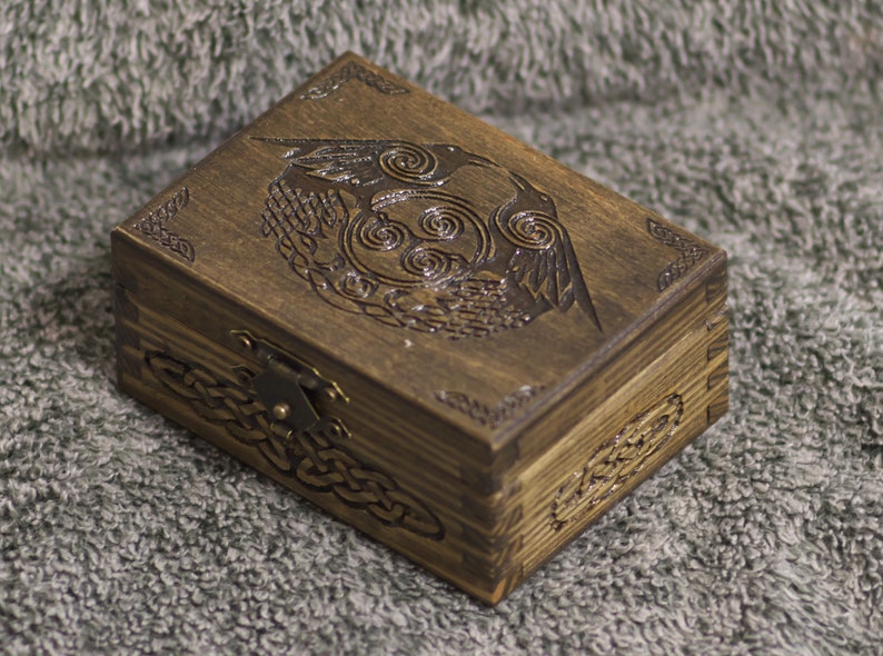 Celtic Ravens Themed Mini Wooden Jevelery Box/casket - Etsy