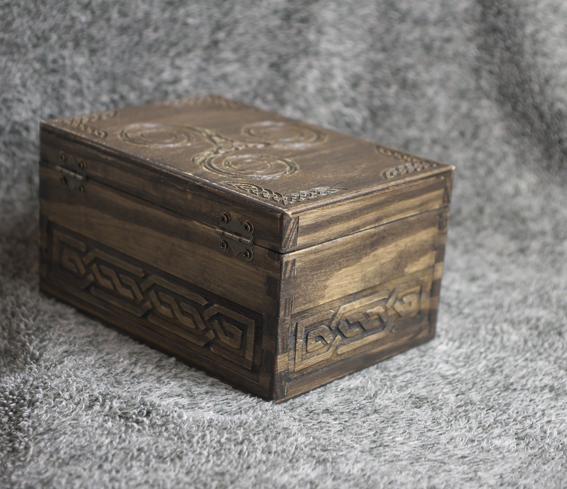 Celtic Triskel Dragons Themed Wooden Jevelery Box/casket - Etsy