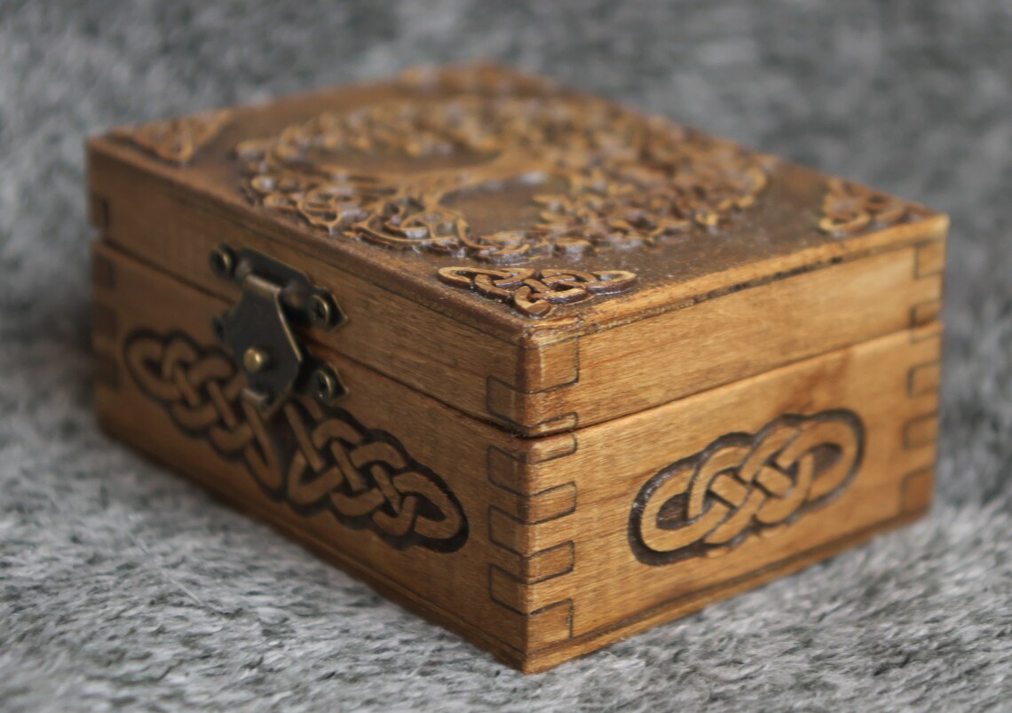 Celtic Tree Themed Mini Wooden Jevelery Box/casket - Etsy